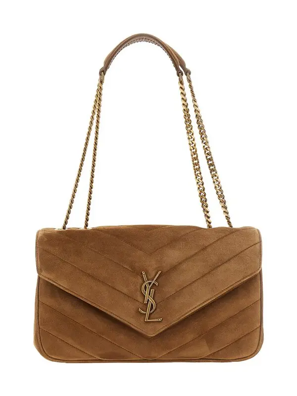Saint Laurent Medium Loulou Chain Bag 7 Suede Satin Calf - Brown
