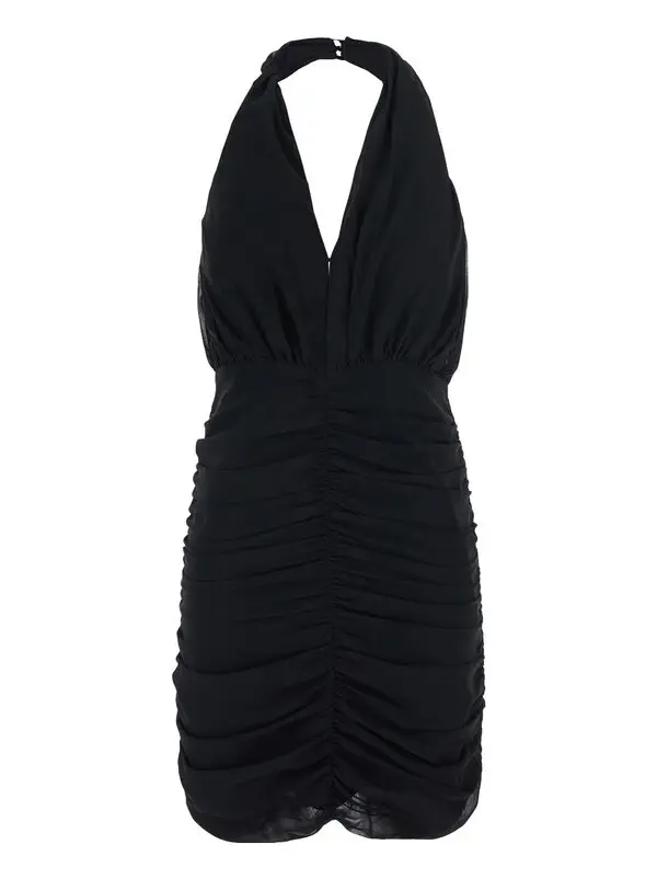 ROTATE BY BIRGER CHRISTENSEN Black Mini Dress With V-neck And Hidden Zip Closure At The Back In Tech Fabric For - Multicolor