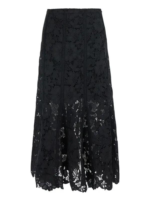 SELF-PORTRAIT Black Skirt With Lace Details And Back Closure In Fabric For - Multicolor