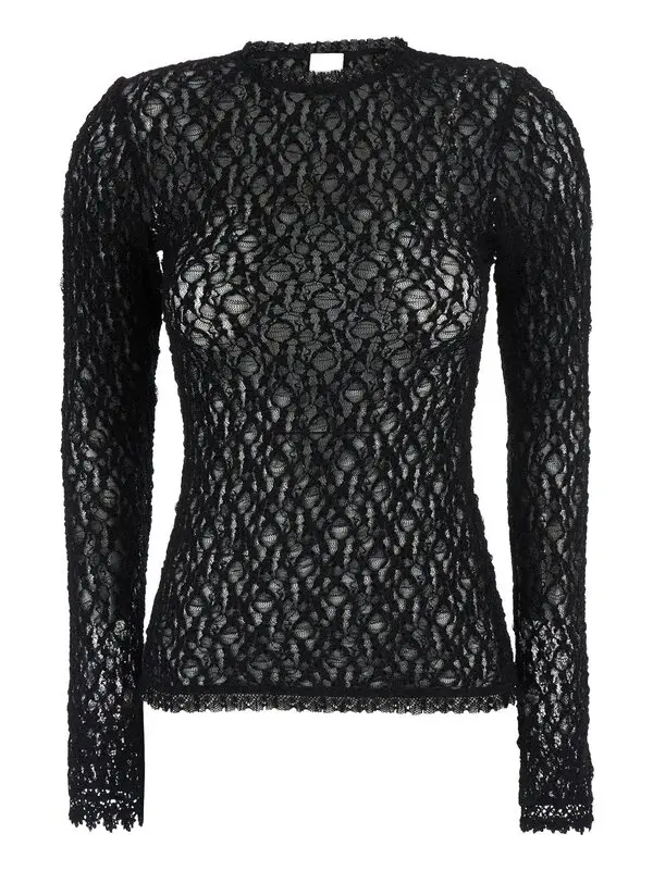 Isabel Marant Étoile Brany' Top With All-over Lace Trim In Cotton Blend For - Black