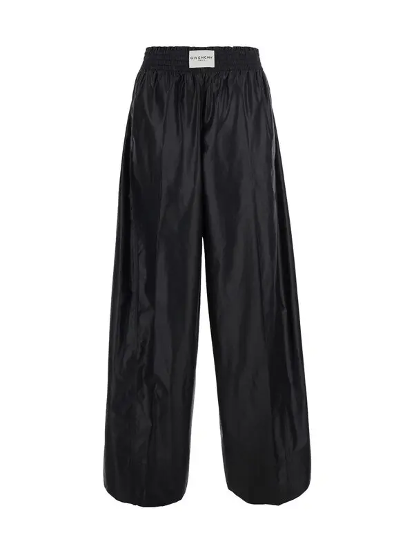 Givenchy Black Pants With Elasticated Waist And Logo Patch On The Front In Tech Fabric - Multicolor