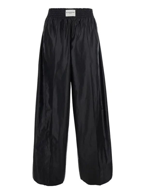 Givenchy Black Pants With Elasticated Waist And Logo Patch On The Front In Tech Fabric - Multicolor
