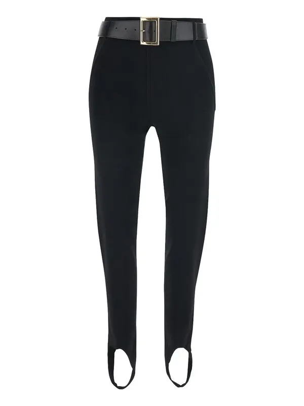 SELF-PORTRAIT Black Leggings With High Waist Belt In Viscose Blend For - Multicolor