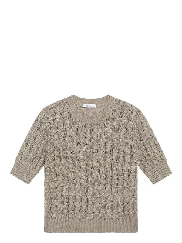 Max Mara Cable-knit Linen Crewneck Sweater - Brown