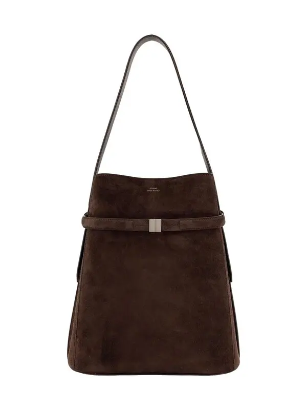 TOTEME Suede Belted Bucket Bag - Brown