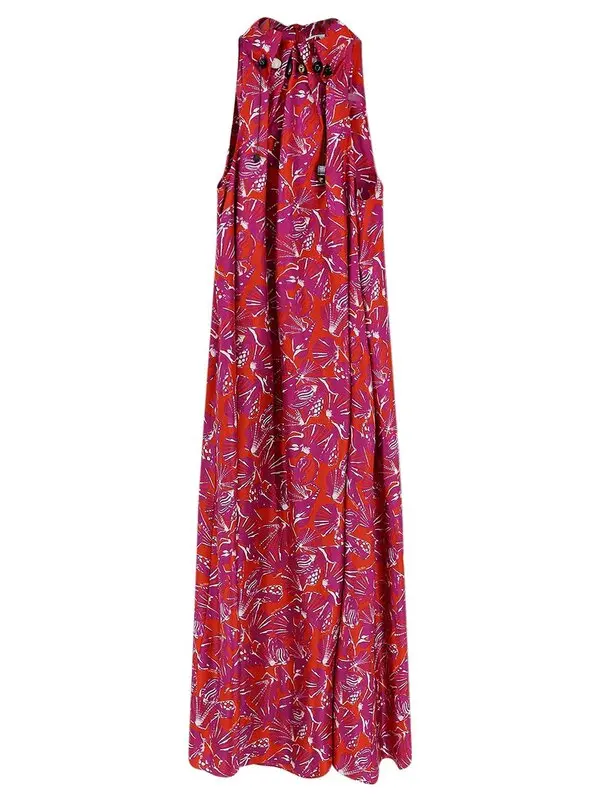 Max Mara Mxmcartone Silk Long Dress - Multicolor