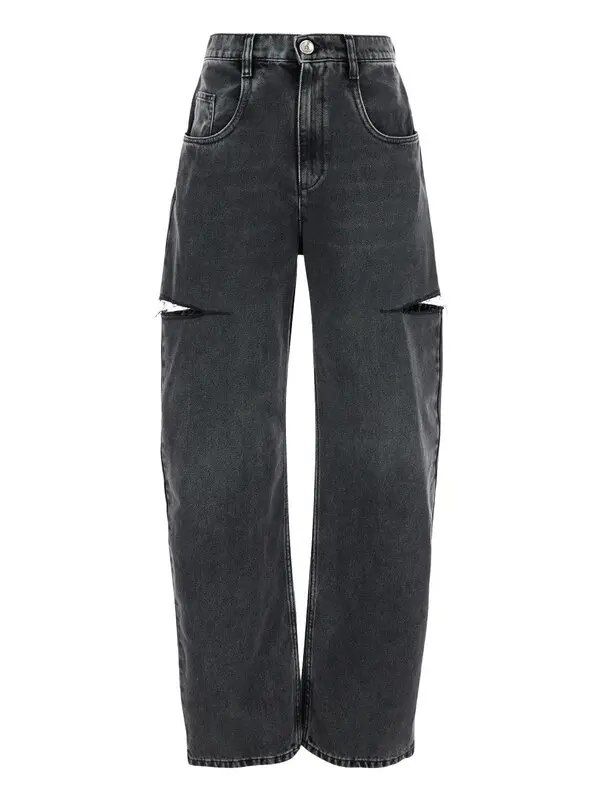 MAISON MARGIELA Five-pocket Design Ripped Black Cotton Denim Jeans - Multicolor