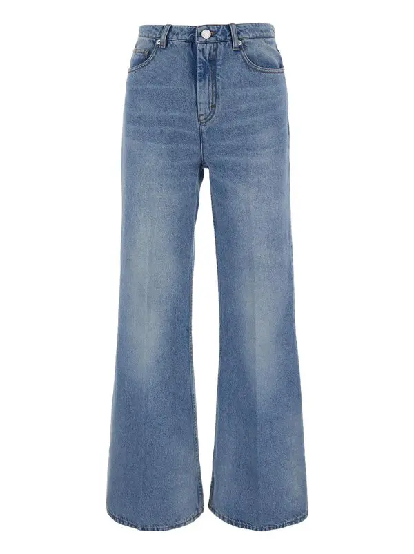 AMI Paris Blue Flare Cut Jeans With Logo Patch On The Back In Denim For - Multicolor