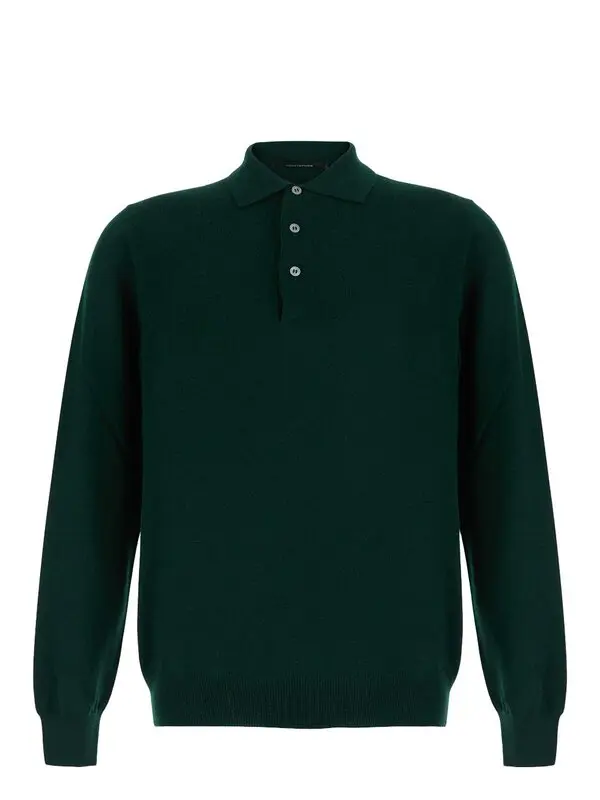 Tagliatore Polo Shirt Sweater In Wool Blend - Green