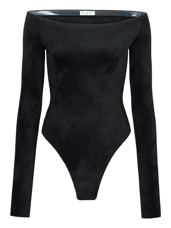 Alaïa Velvet Off-the-shoulder Bodysuit - Black
