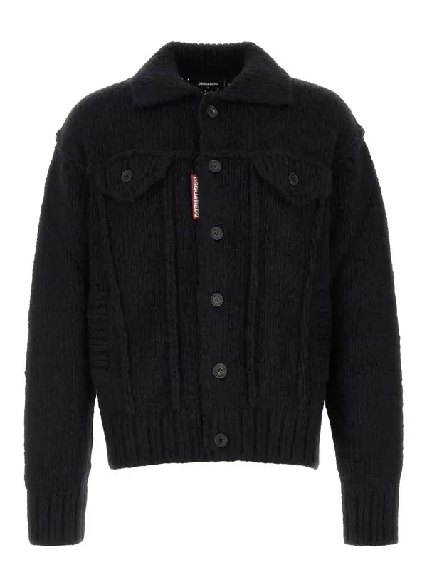 Dsquared2 Melange Dark Knit Cardigan - Blue