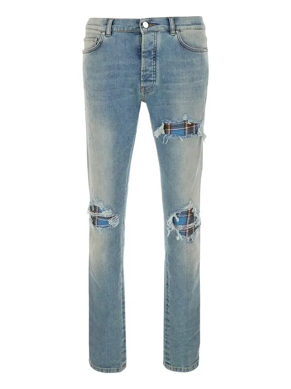 Amiri Light Blue Jeans With Ripped Details And Faded Design In Denim For - Multicolor