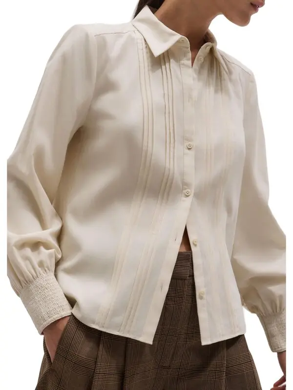 ME+EM Micro Cord Slim Fitting Blouse Winter - Cream
