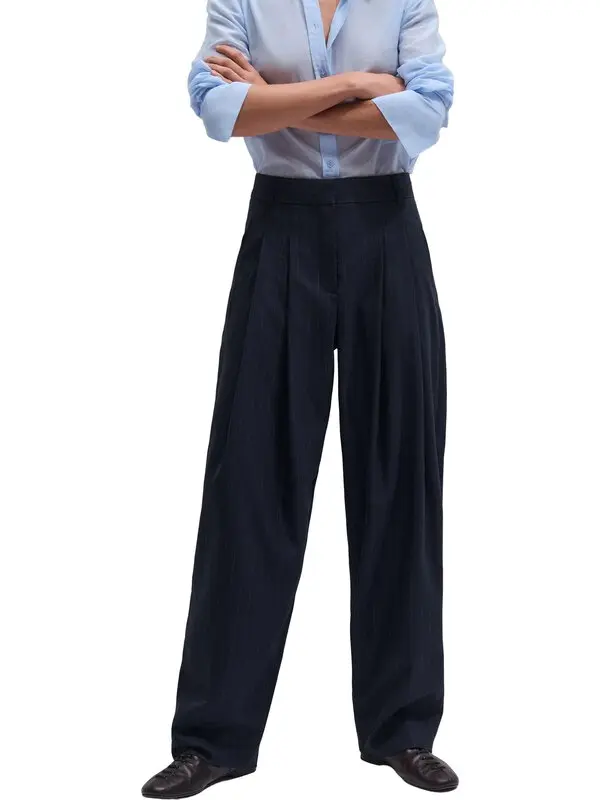 ME+EM Pleat Taper Pant - Navy/olive