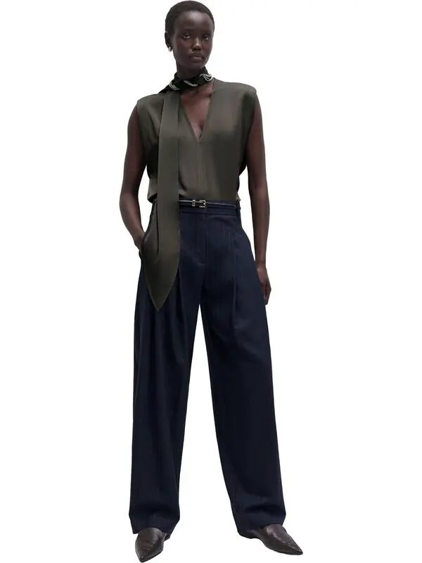 ME+EM Pleat Taper Pant - Navy/olive
