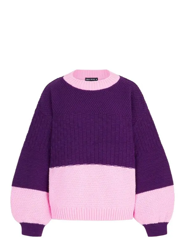 CARA & THE SKY Taz Colour Block Jumper - Purple