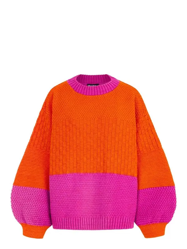CARA & THE SKY Taz Colour Block Jumper - Orange
