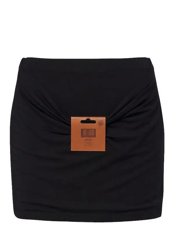 JEAN PAUL GAULTIER Leather-trimmed Jersey Miniskirt - Black