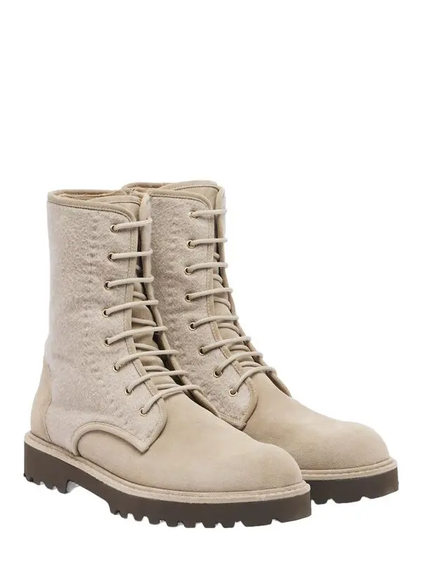 Max Mara Suede Lace-up Boots - Beige