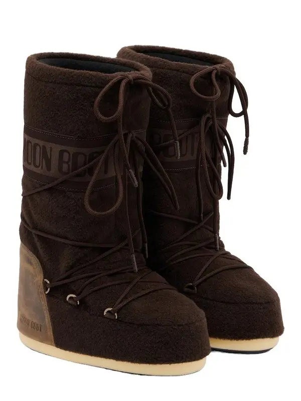 Moon Boot Icon Leather-trimmed Snow Boots - Brown
