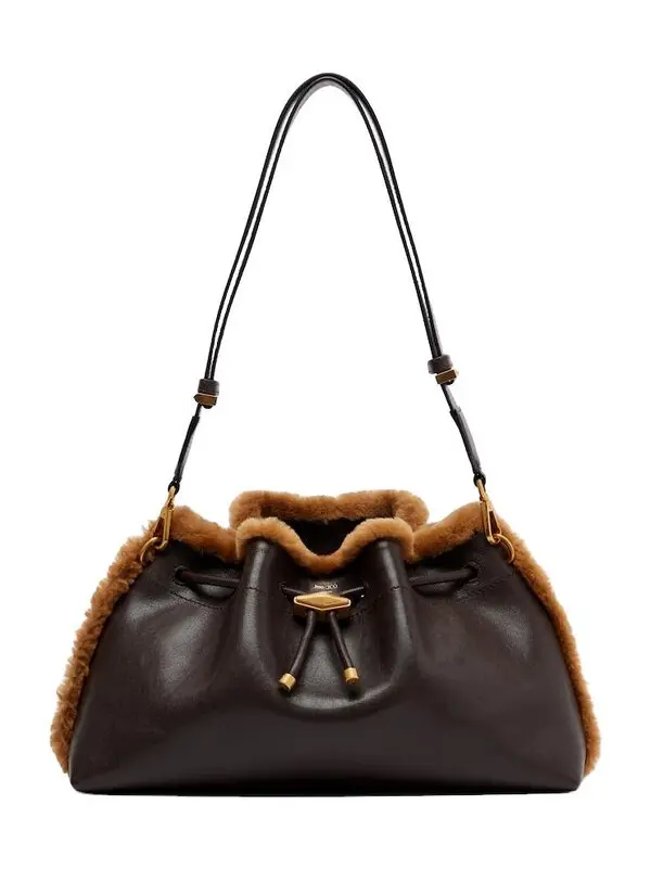 JIMMY CHOO Cinch Medium Leather Shoulder Bag - Brown