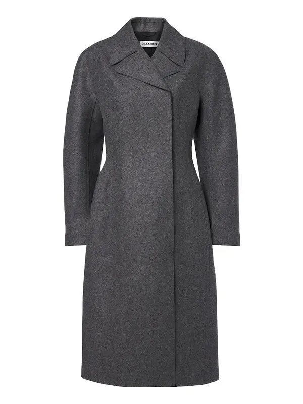 JIL SANDER Double-breasted Virgin Wool Coat - Grey