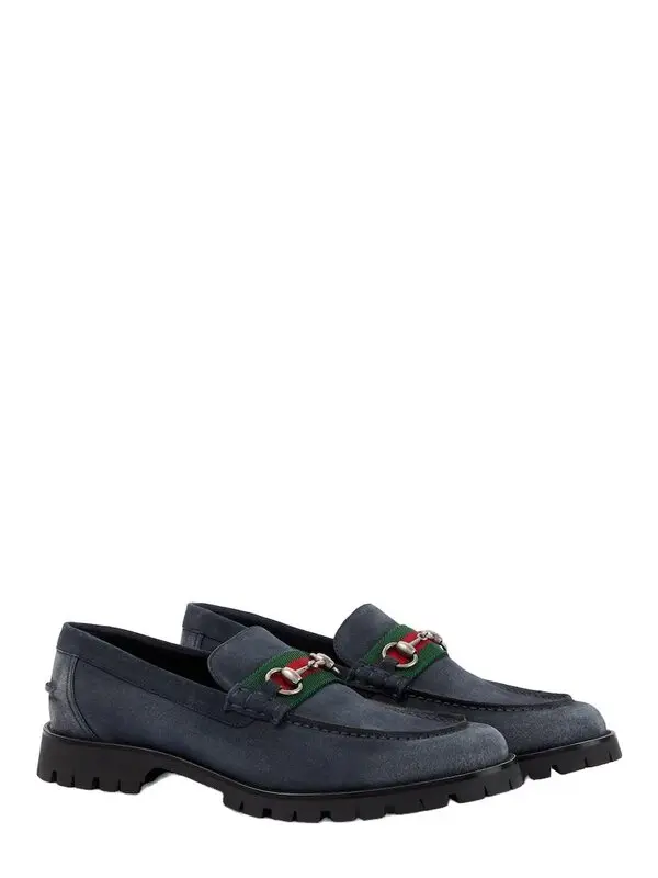 Gucci Horsebit Suede Loafers - Blue