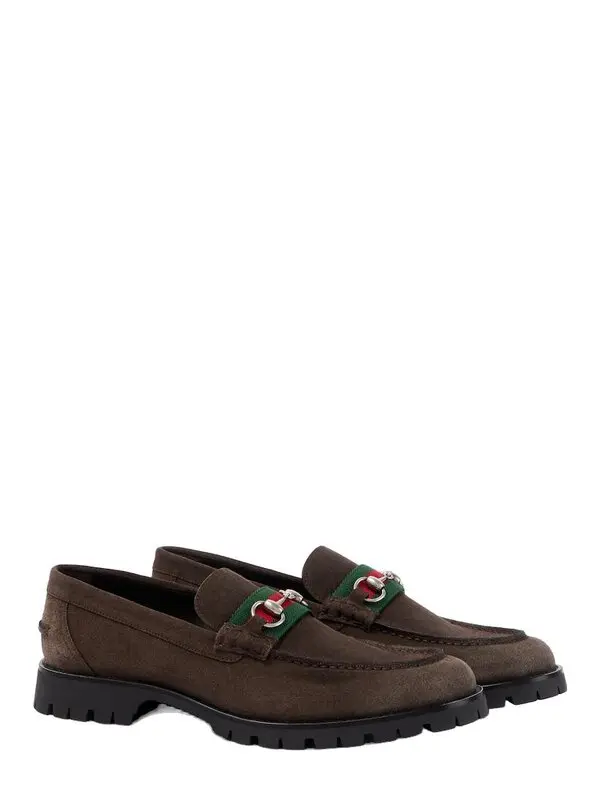 Gucci Horsebit Suede Loafers - Brown