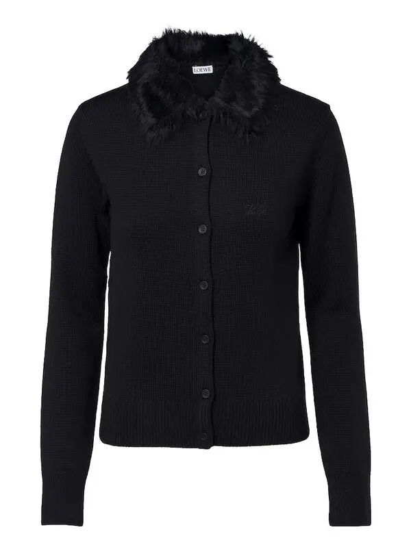 Loewe Double L Wool Cardigan - Black