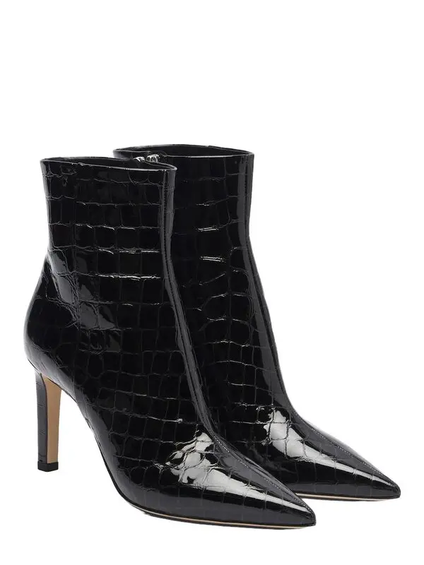 JIMMY CHOO Frankie Croc-effect Leather Ankle Boots - Black