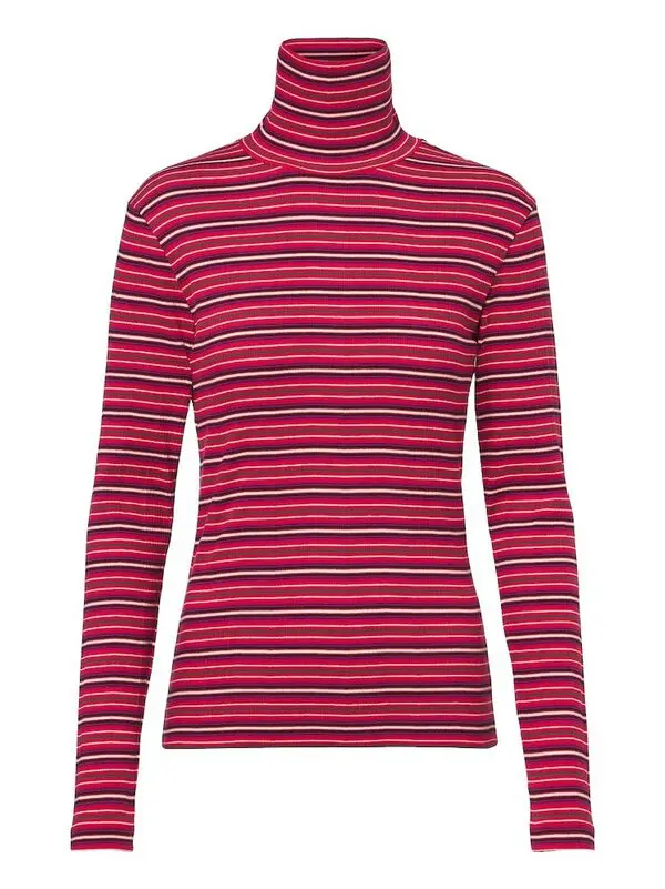 Dries Van Noten Striped Cotton-blend Turtleneck Sweater - Red