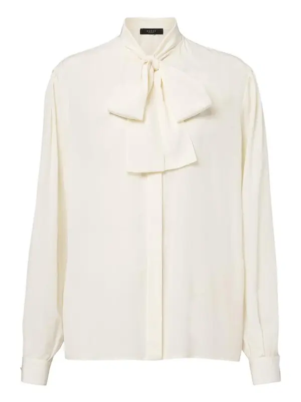 Gucci Tie-neck Silk Crêpe De Chine Blouse - White
