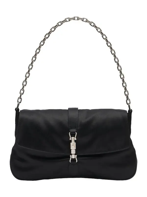 Gucci Aperitivo Medium Satin Shoulder Bag - Black