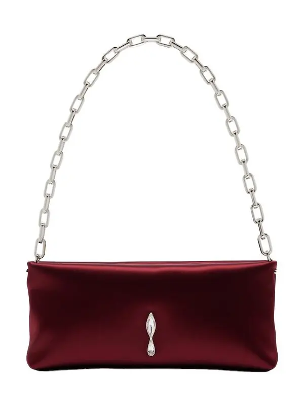 CHRISTIAN LOUBOUTIN Maykimay Small Embellished Satin Clutch - Silver