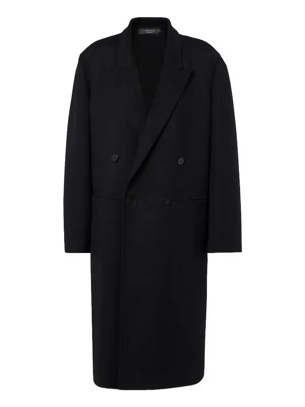Gucci Double-breasted Wool Coat - Black