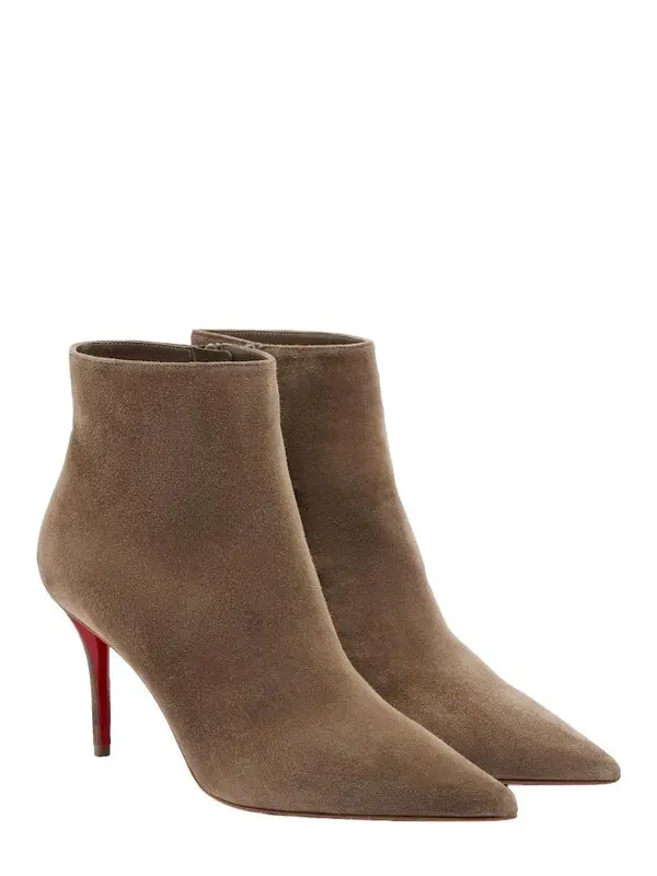 CHRISTIAN LOUBOUTIN Miss Z Suede Ankle Boots - Beige