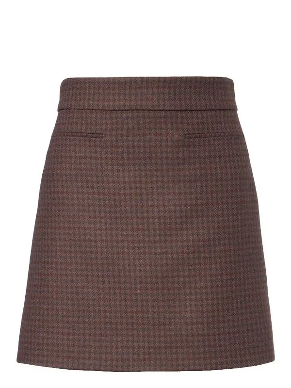 Gucci Checked Wool-blend Miniskirt - Brown
