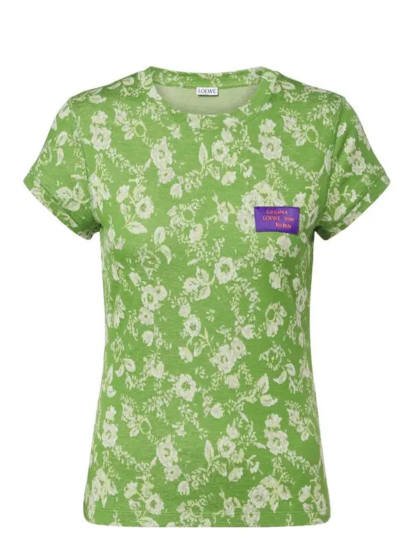 Loewe X Cosima Von Bonin Floral Cotton T-shirt - Green
