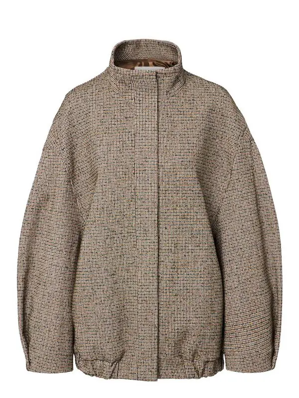 Dries Van Noten Checked Bomber Jacket - Beige