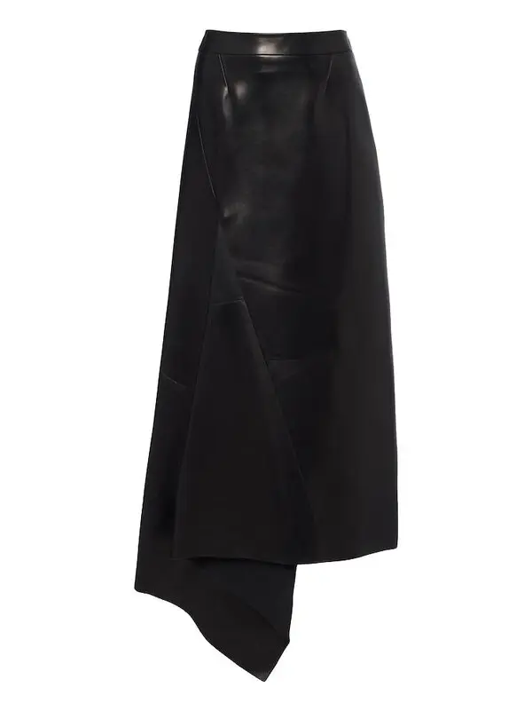 Givenchy Asymmetric Leather Maxi Skirt - Black