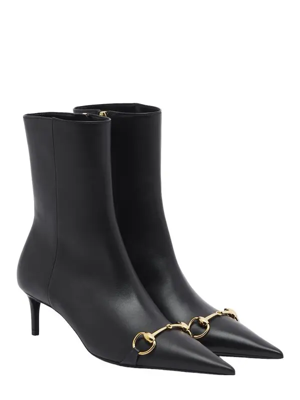 Gucci Donna Horsebit Leather Ankle Boots - Black