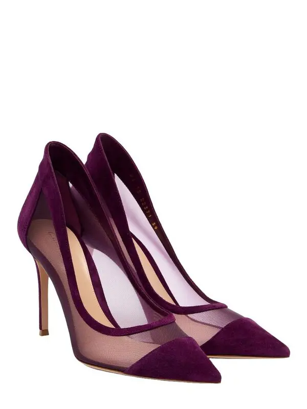 GIANVITO ROSSI Suede-trimmed Mesh Pumps - Purple
