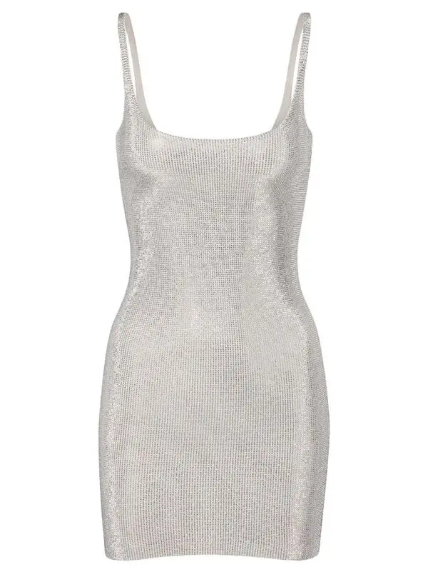 Gucci Crystal-embellished Jersey Minidress - Grey