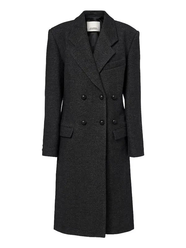 Isabel Marant Étoile Erla Double-breasted Wool And Cotton Coat - Grey