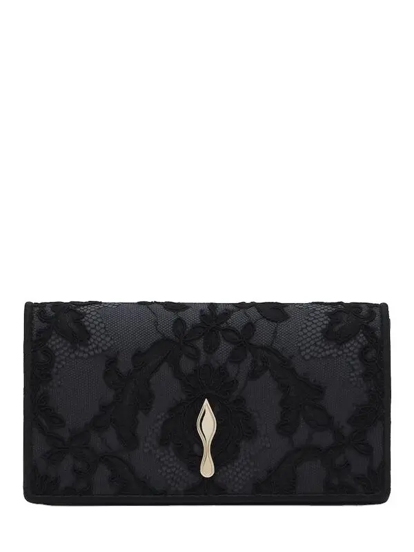 CHRISTIAN LOUBOUTIN Bettina Small Lace Crêpe Satin Clutch - Black