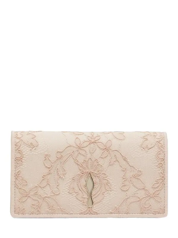 CHRISTIAN LOUBOUTIN Bettina Small Lace Crêpe Satin Clutch - Pink