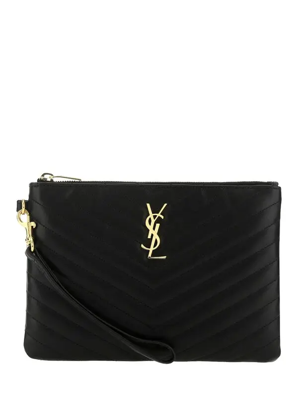 Saint Laurent Leather New Jolie Clutch - Black