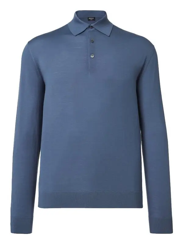 Zegna Wool Polo Sweater - Blue