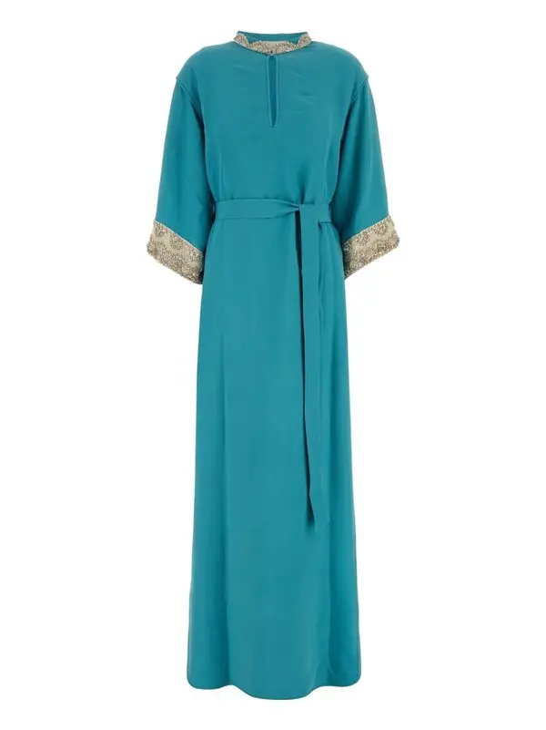 Valentino Garavani Turquoise Crepe Long Dress - Blue