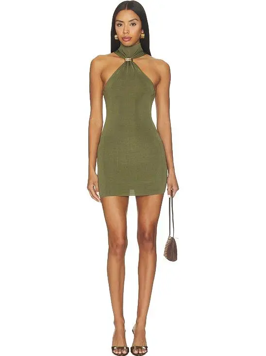 LOVERS AND FRIENDS Gennifer Ruched Neck Dress - Olive